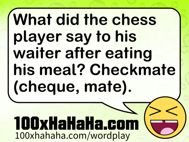 Pun oneliners+Images | Checkmate (cheque, mate)