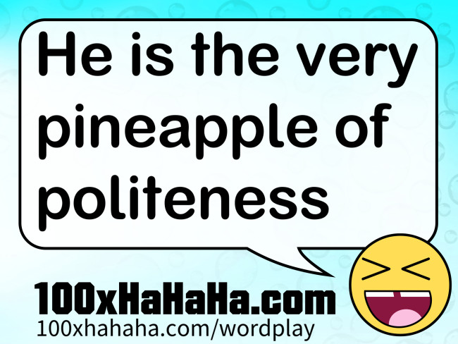 Funny pun+Image | He is the very pineapple of politeness