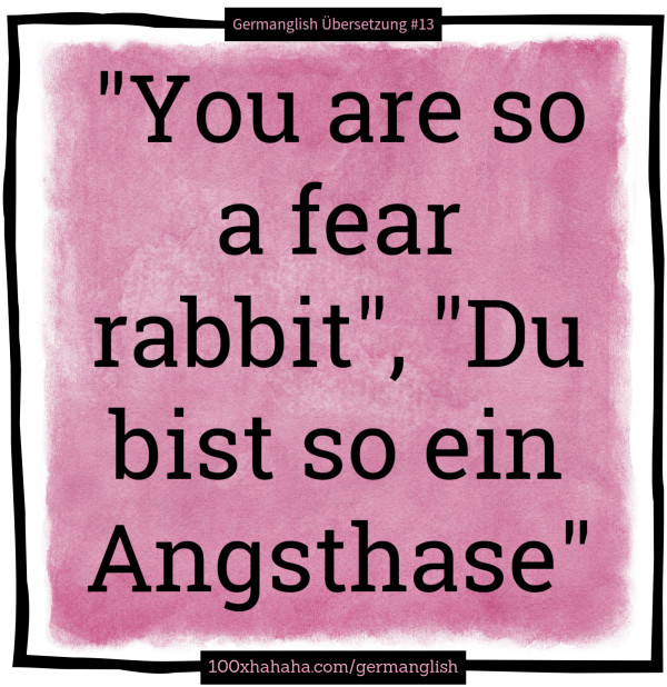 Fehlübersetzung+Bild | You are so a fear rabbit, Du bist so ein Angsthase